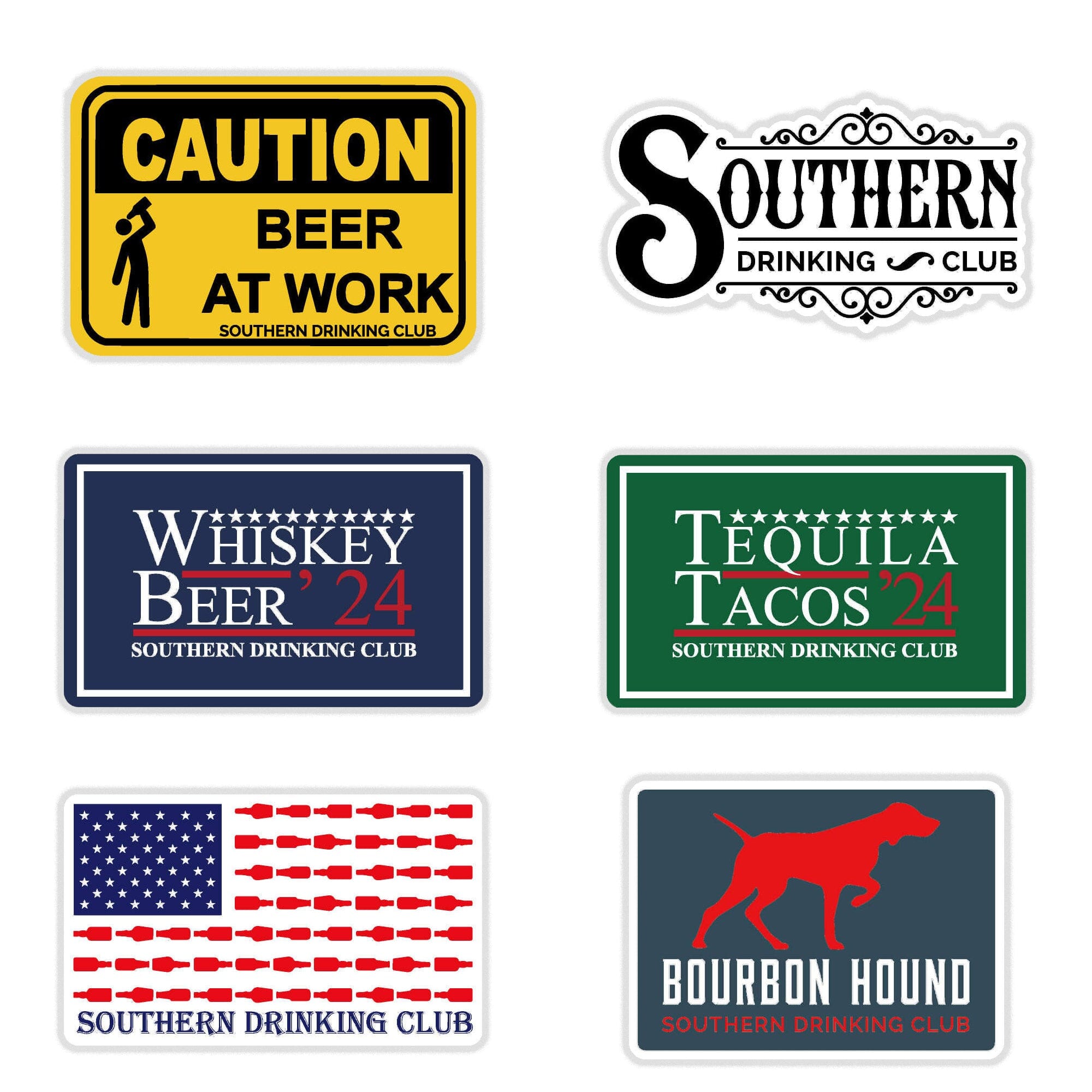 Six Pack of Southern Drinking Club Decals